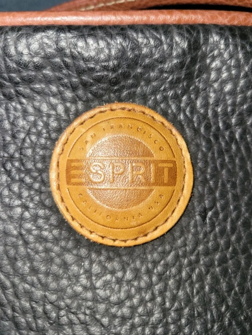 Esprit | Bags | Vintage Esprit Black Pebbled Crossbody With Brown Trim ...